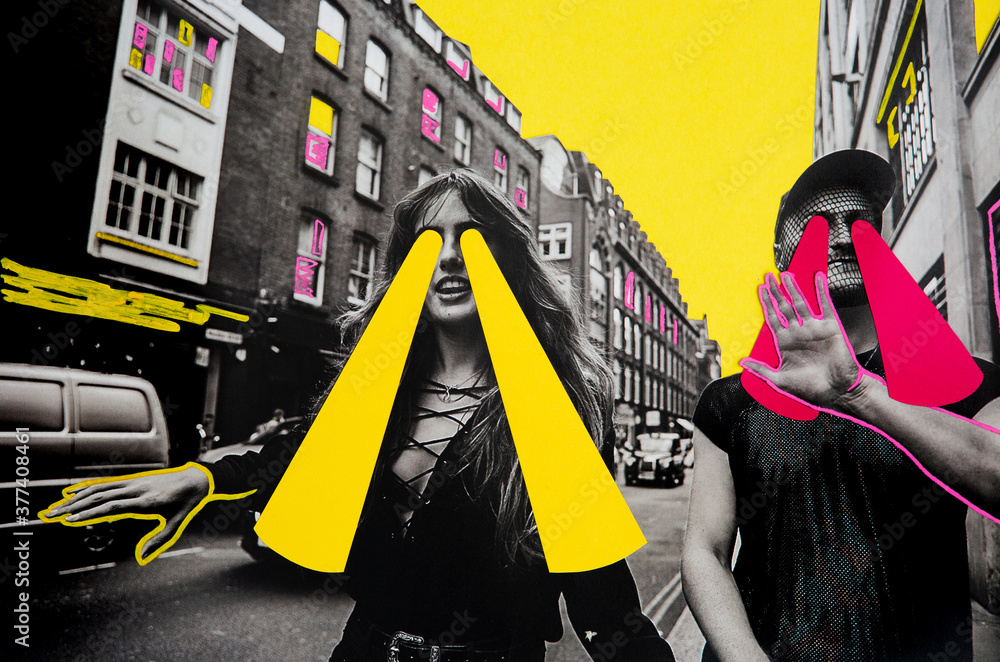Lazer eyes bold people collage Stock Photo | Adobe Stock