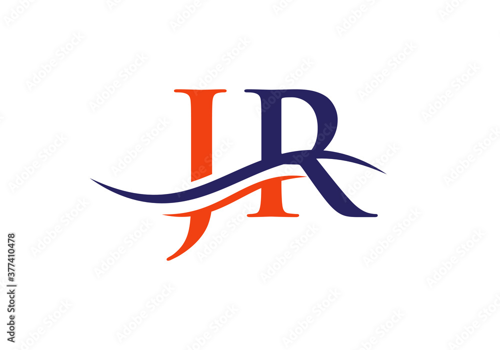 Water Wave JR Logo Vector. Swoosh Letter JR Logo Design for business ...