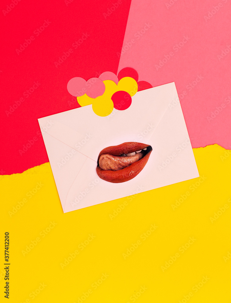 lips on envelope Stock Photo | Adobe Stock