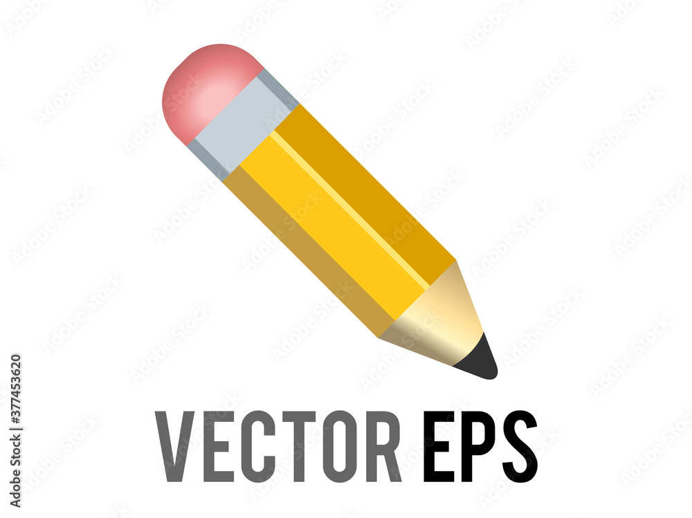Vector classic yellow pencil emoji icon with sharpened tip, pink eraser ...