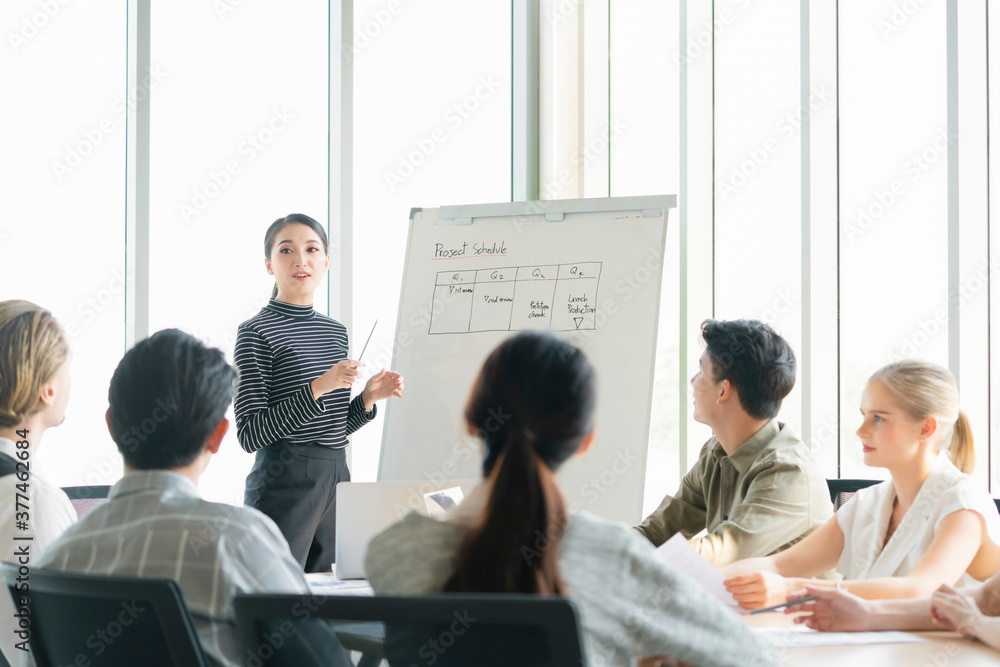young asian Business woman leader conducting company sales business ...