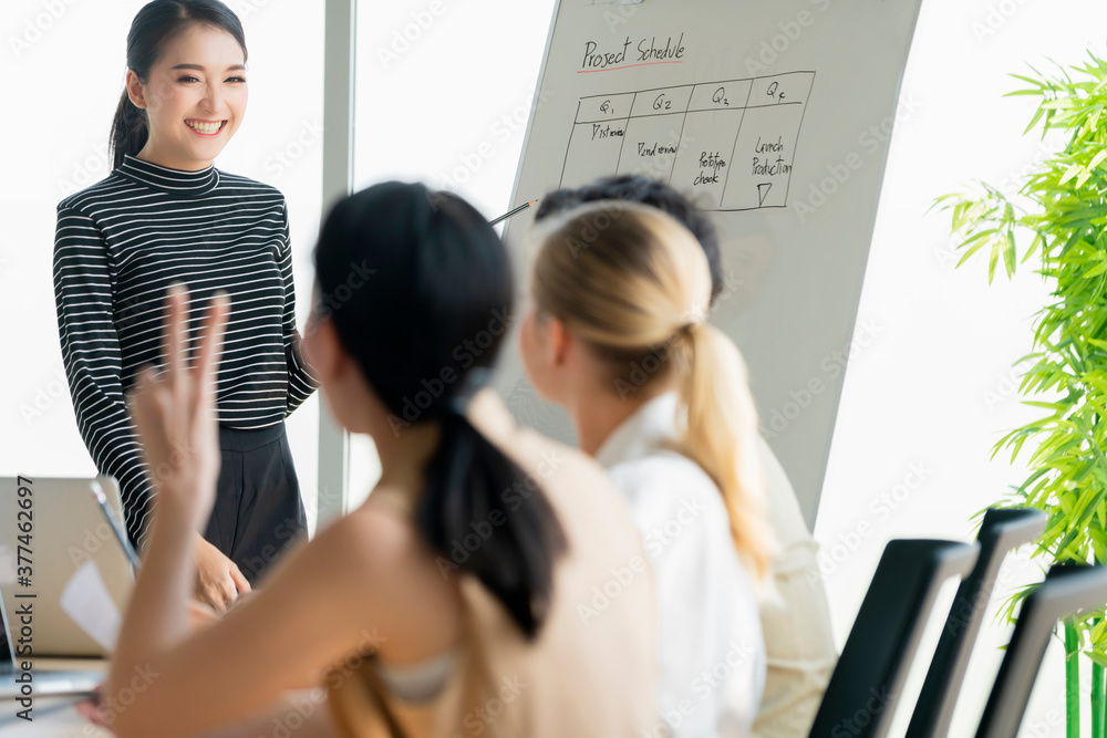 young asian Business woman leader conducting company sales business ...