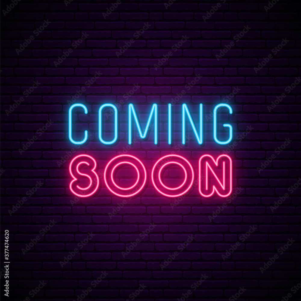 Coming Soon neon sign. Concept neon design for promotion, announcement ...