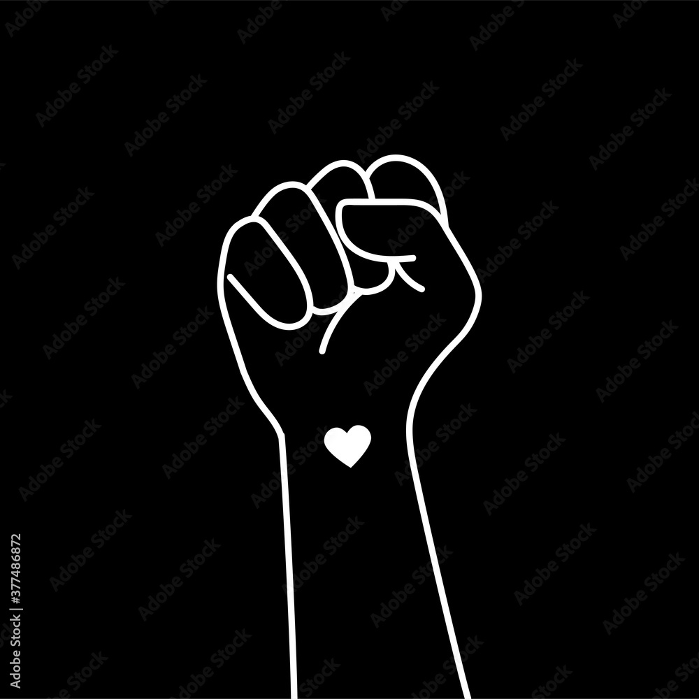 Hand symbol for black people protesting against the problem to stop ...