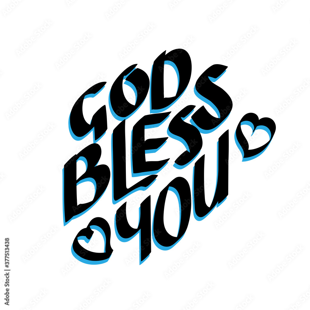 Printable God Bless You. Short Phrase. Hand Lettering Brush Calligraphy ...
