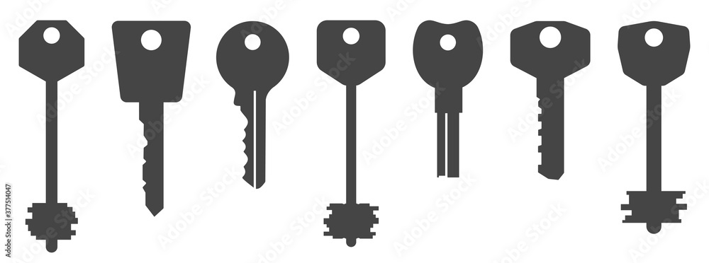 Key silhouette collection. Vector illustration Stock Vector | Adobe Stock