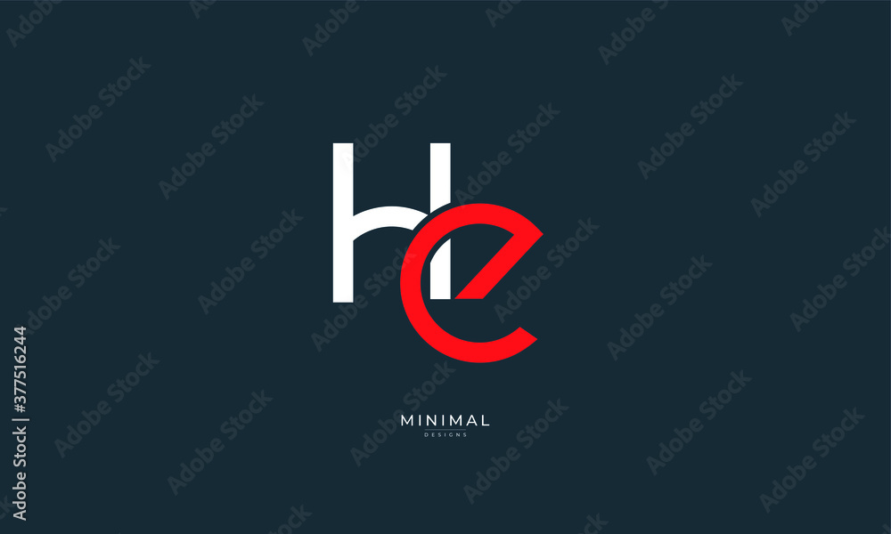 Alphabet letter icon logo HE Stock Vector | Adobe Stock