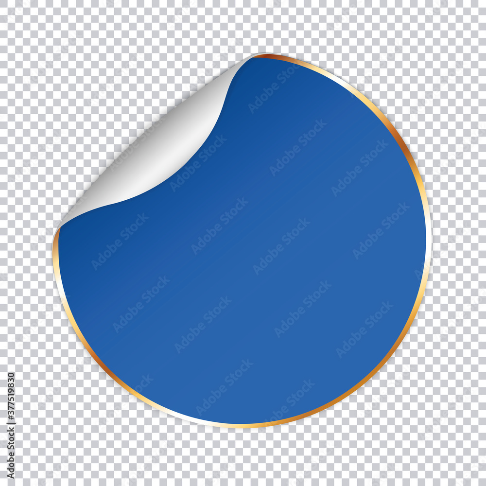 blue round sticker banner with gold frame and silver corner on ...