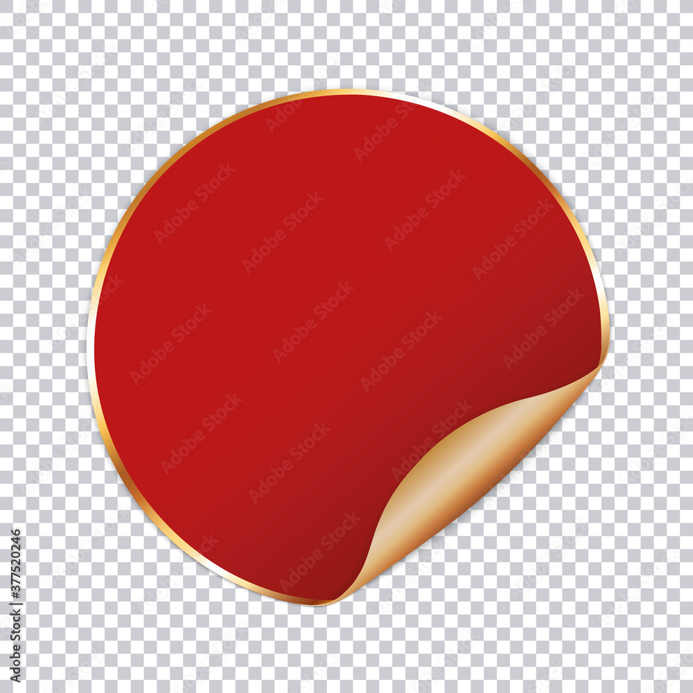 red round sticker banner with gold frame and gold corner on transparent ...