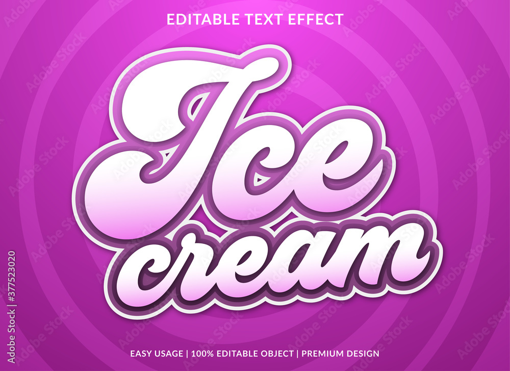 ice cream text style template with retro style and bold font concept ...