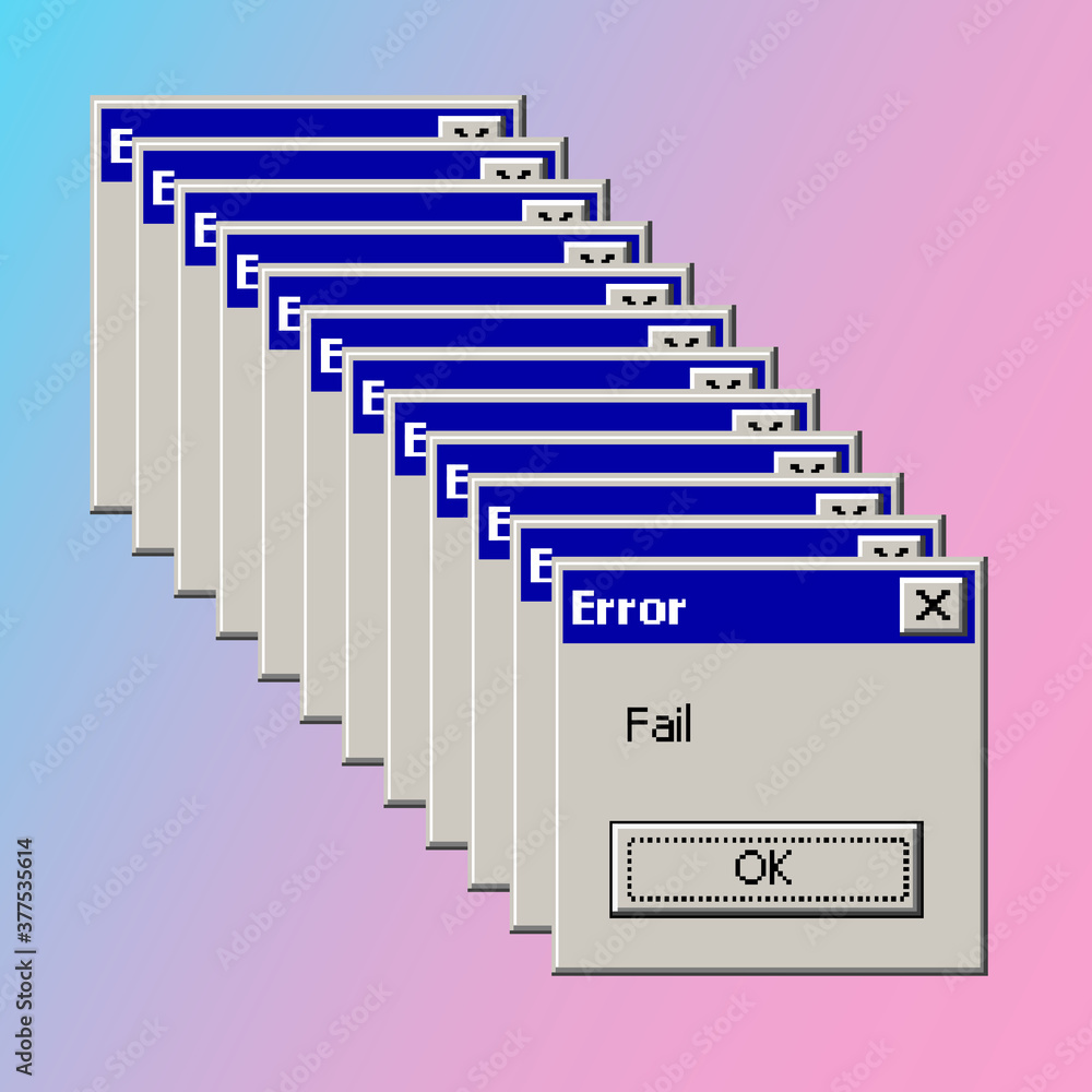 Poster Error fail pop up banner vintage vaporwave aesthetic concept ...