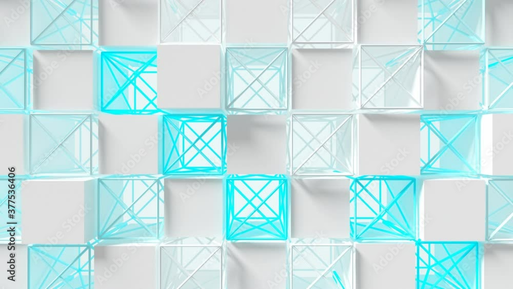 Video Stock Cube Wire Structure Loop 1 Blue x White: structural array ...