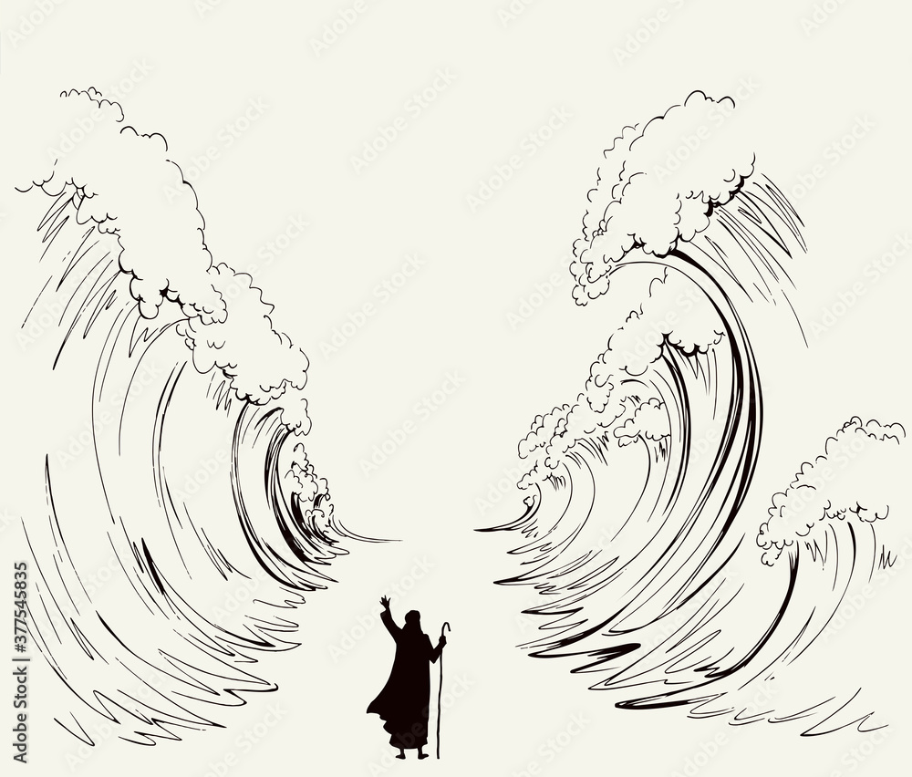 Moses with the staff. Vector drawing Stock Vector | Adobe Stock