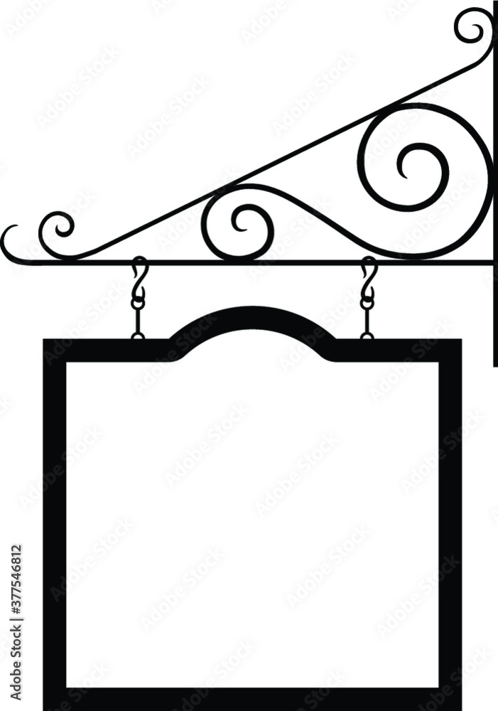 Wrought Iron Scrolled Bracket with Sign Shape Stock Vector | Adobe Stock