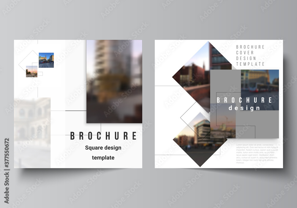 Vector layout of two square format covers design templates with ...