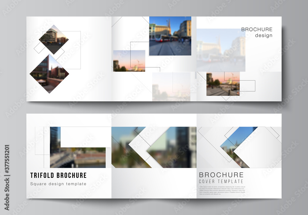 Vector layout of square format covers design templates with geometric ...