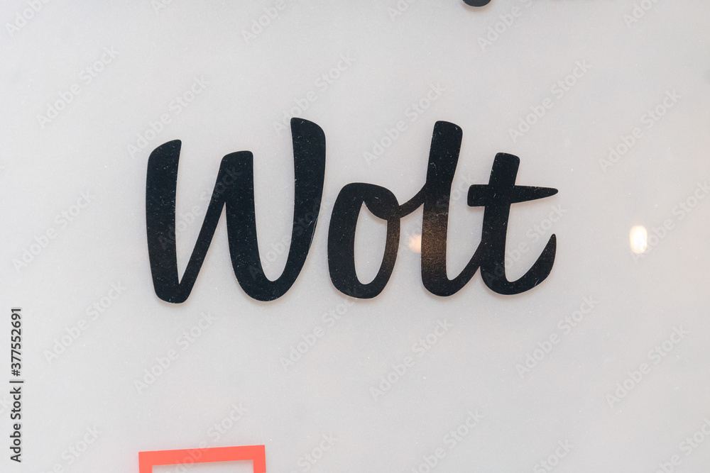 Prague, Czech Republic - July 23, 2020: Logo of Wolt, Finnish ...