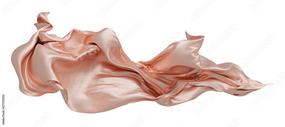 Pink gold luxury cloth flying in the wind isolated on white background ...