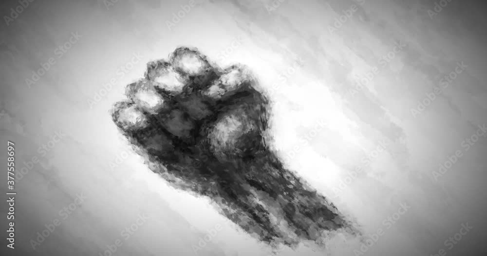 Video Stock Man hand clenched into knuckle. Symbol of civil ...