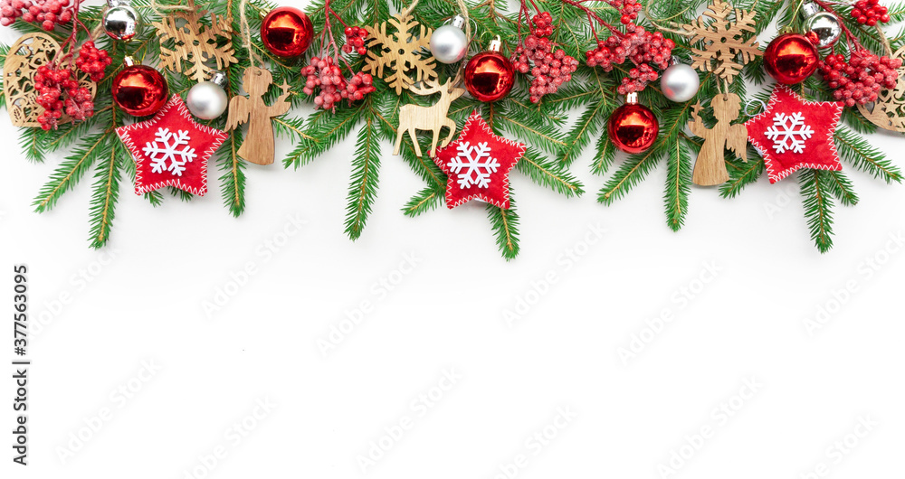 Christmas horizontal banner for design template or mockup with space ...