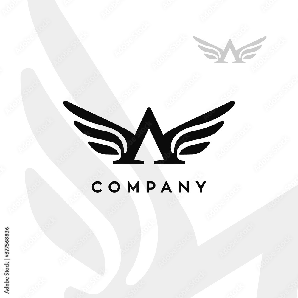 Letter A combined with wings logo vector Stock Vector | Adobe Stock