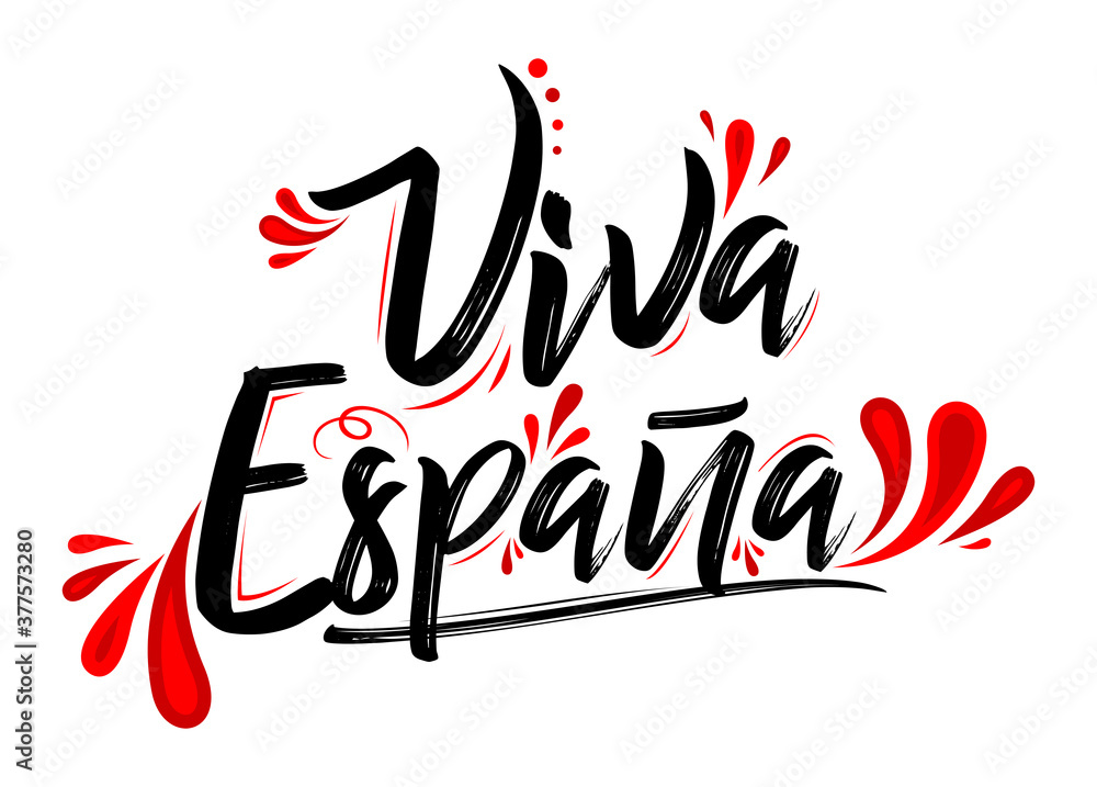 Viva Espana, Long Live Spain Spanish text, flag colors vector ...
