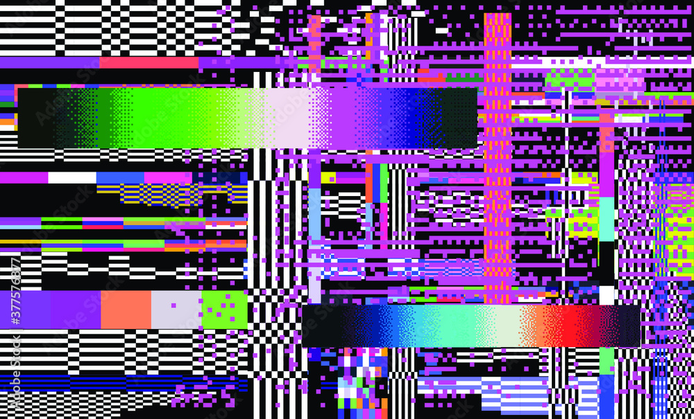 Abstract geometric background with glitched pixels. Computer screen ...