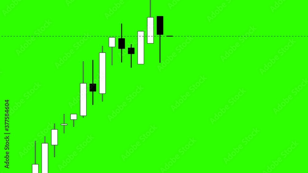 Growing and Falling Stock Market, Japanese Candlestick Graph on a Green ...