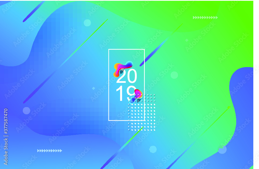 Abstract form composition background trend. Circle, wavy, dynamic ...