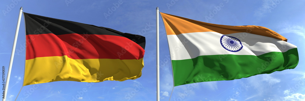 National flags of Germany and India, 3d rendering Stock Illustration ...