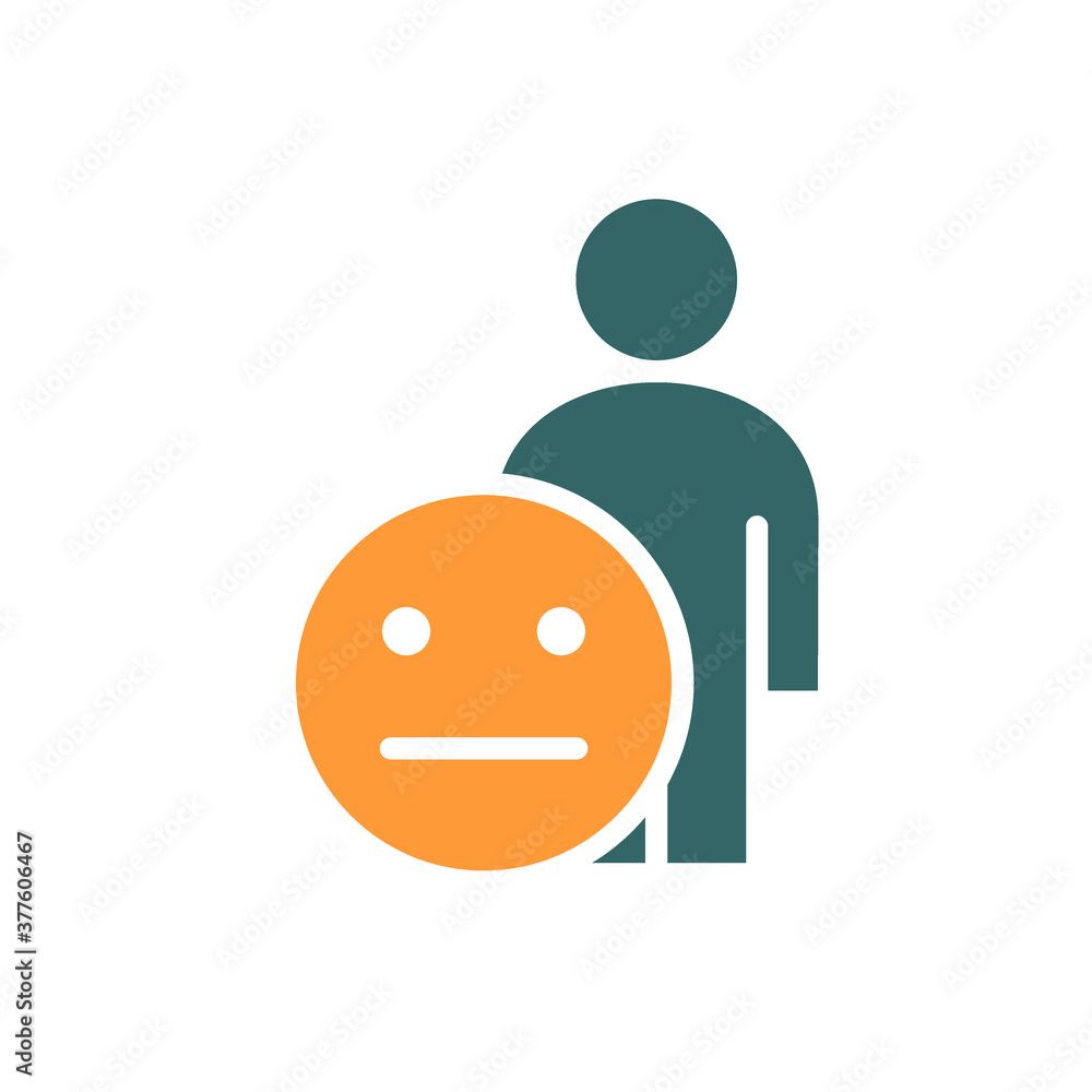 Human with expressionless emotions colored icon. Emotionless person ...