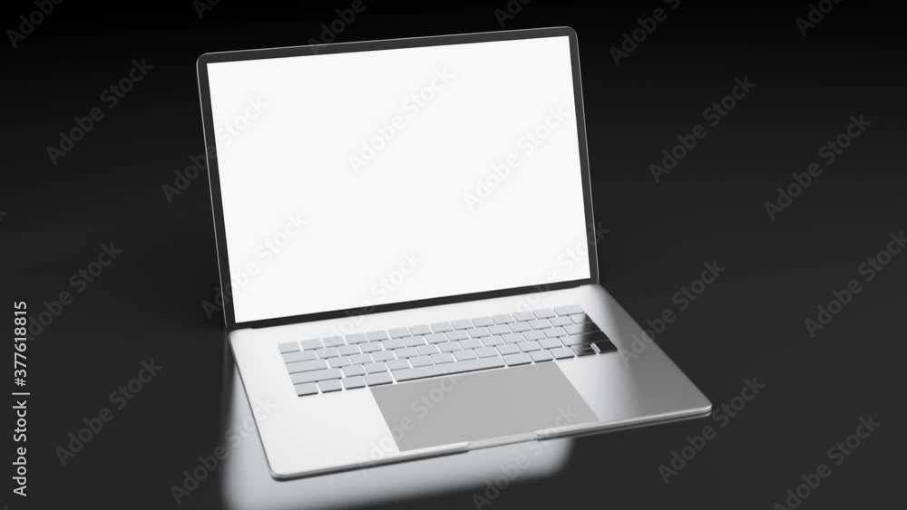 3d rendering illustration in video 4k of mockup laptop/notebook in ...