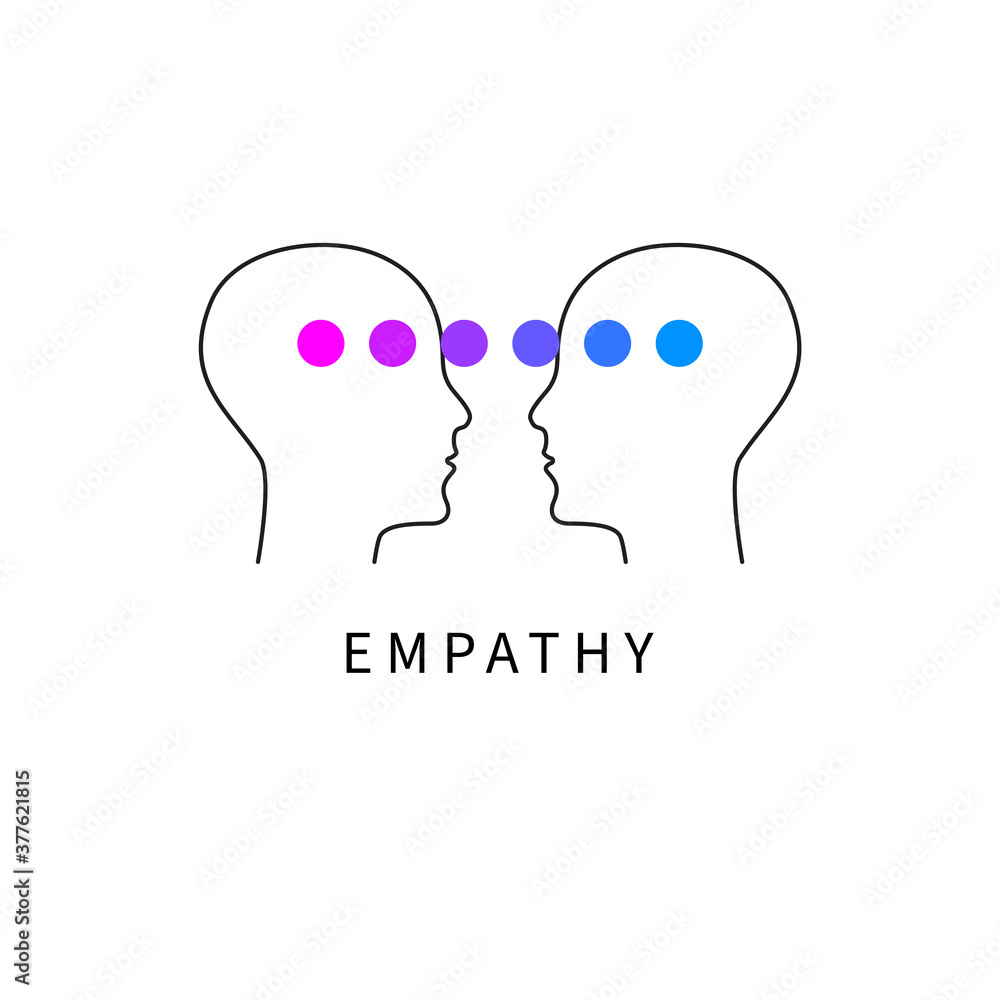 Vetor de Logo of empathy, emotional intelligence. Two profiles and ...