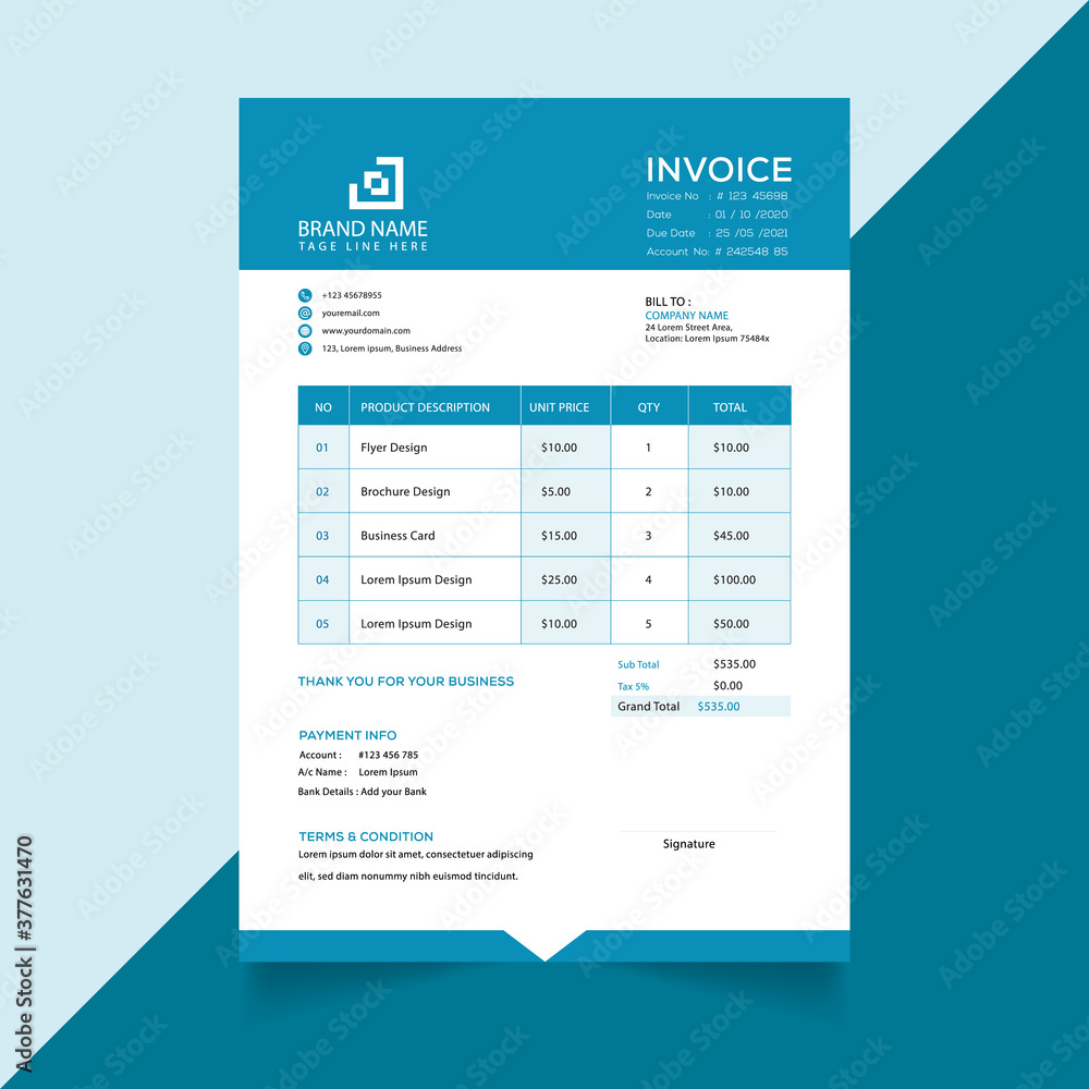 Vetor de Clean and minimal business invoice template vector format ...