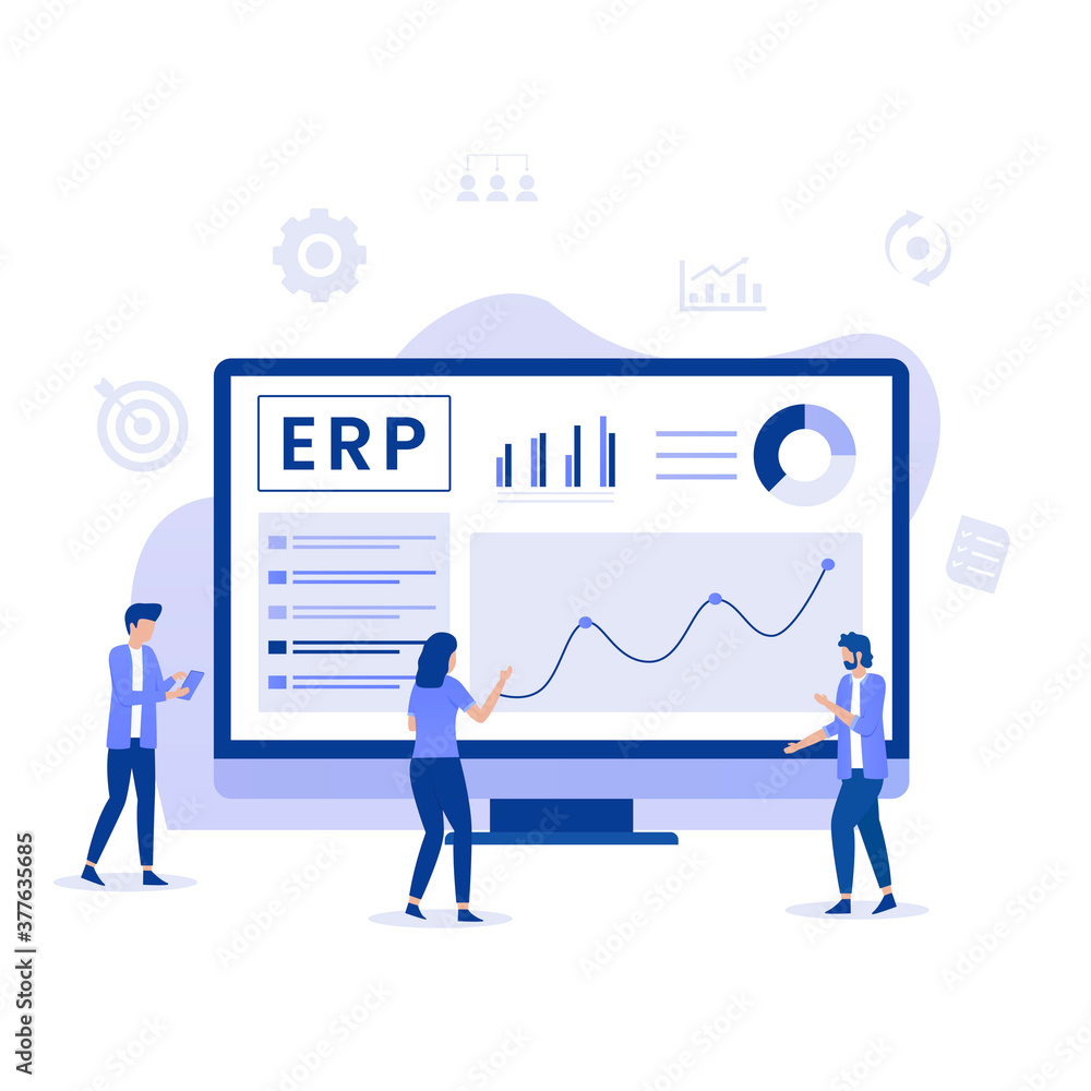 ERP Enterprise resource planning illustration concept, productivity and ...