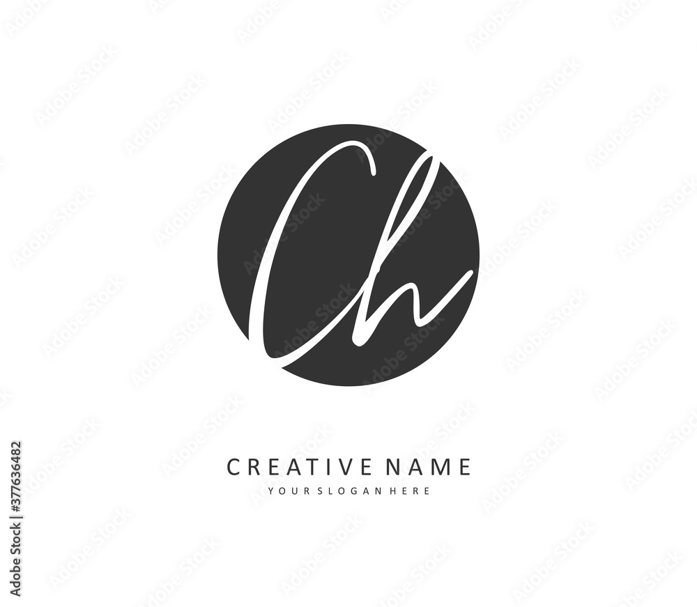 C H CH Initial letter handwriting and signature logo. A concept ...