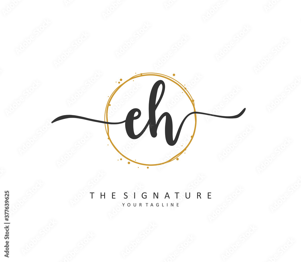 E H EH Initial letter handwriting and signature logo. A concept ...
