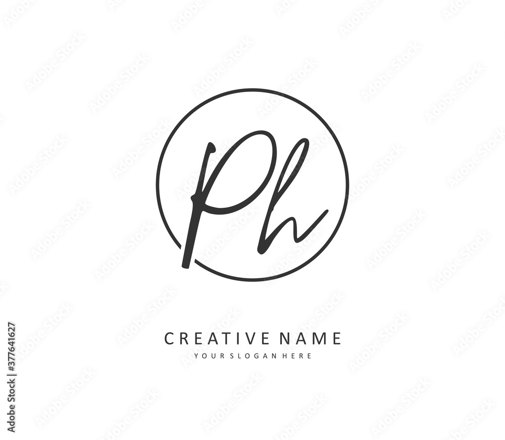 P H PH Initial letter handwriting and signature logo. A concept ...