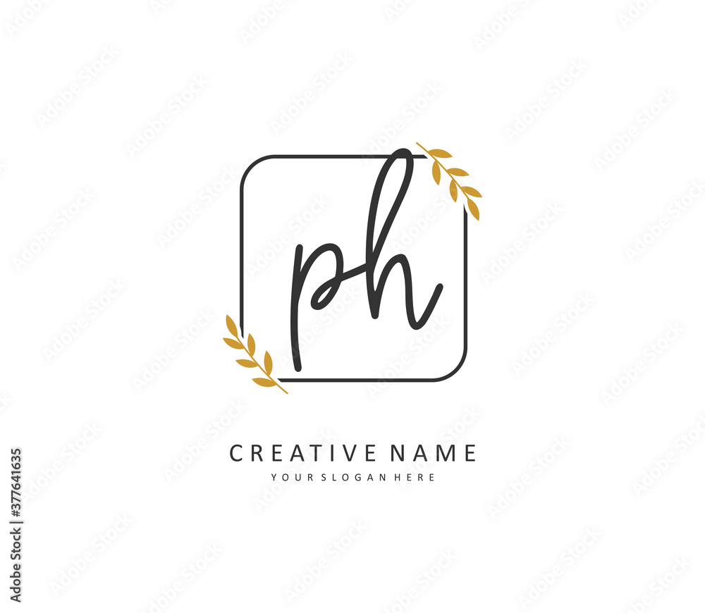 P H PH Initial letter handwriting and signature logo. A concept ...