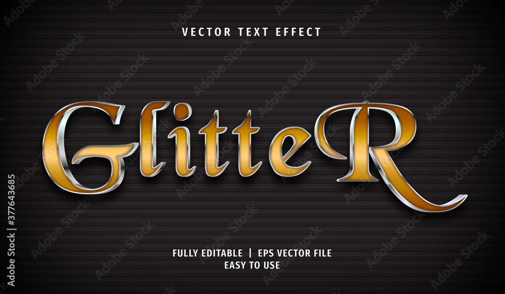 3D Glitter Text effect, Editable Text Style Stock Vector | Adobe Stock