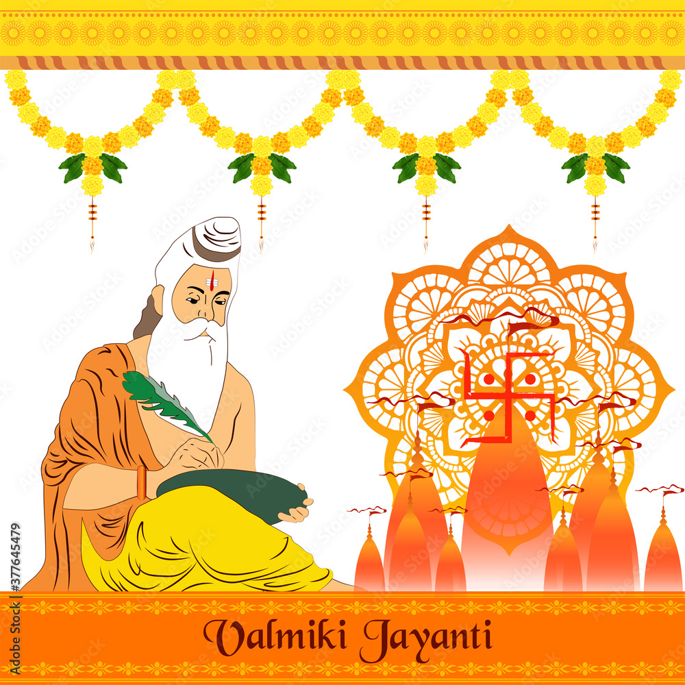 vector illustration Valmiki Jayanti,Indian festival.vectro Stock Vector ...