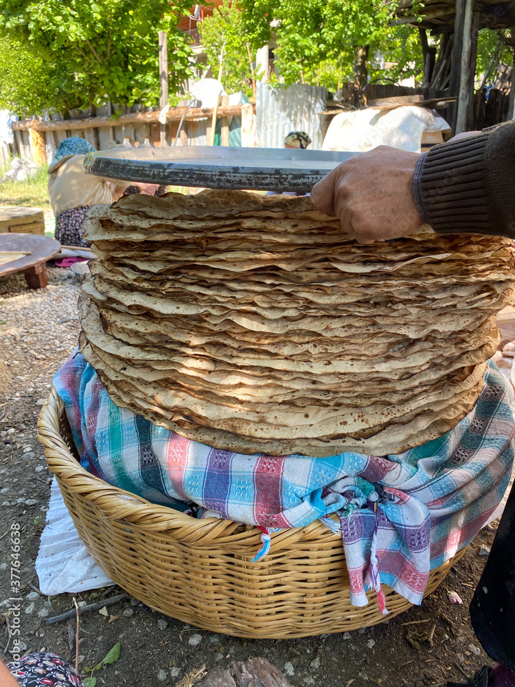 Traditional Turkish flatbread, Also known as yufka ekmek. Traditional ...