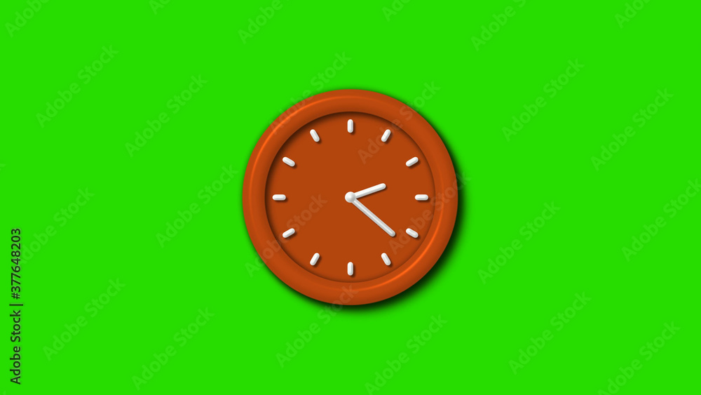 Brown color 3d wall clock on green screen background,3d clock Stock ...