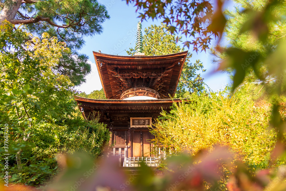 Two story pagoda (wooden pagoda)vat Jojakko-ji Temple is a quaint ...