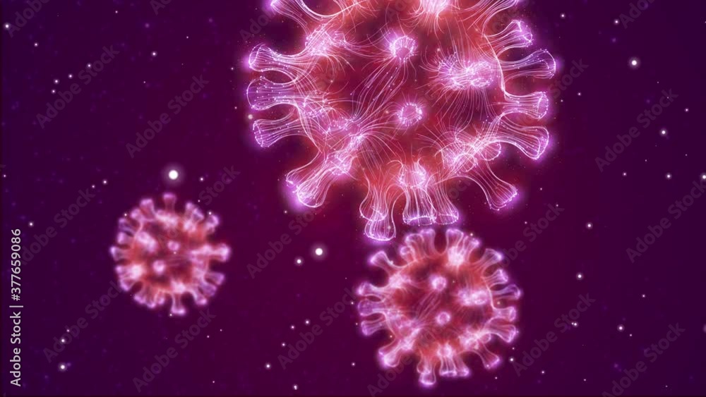 Moving virus infected with lights emitting from body in a steady motion ...