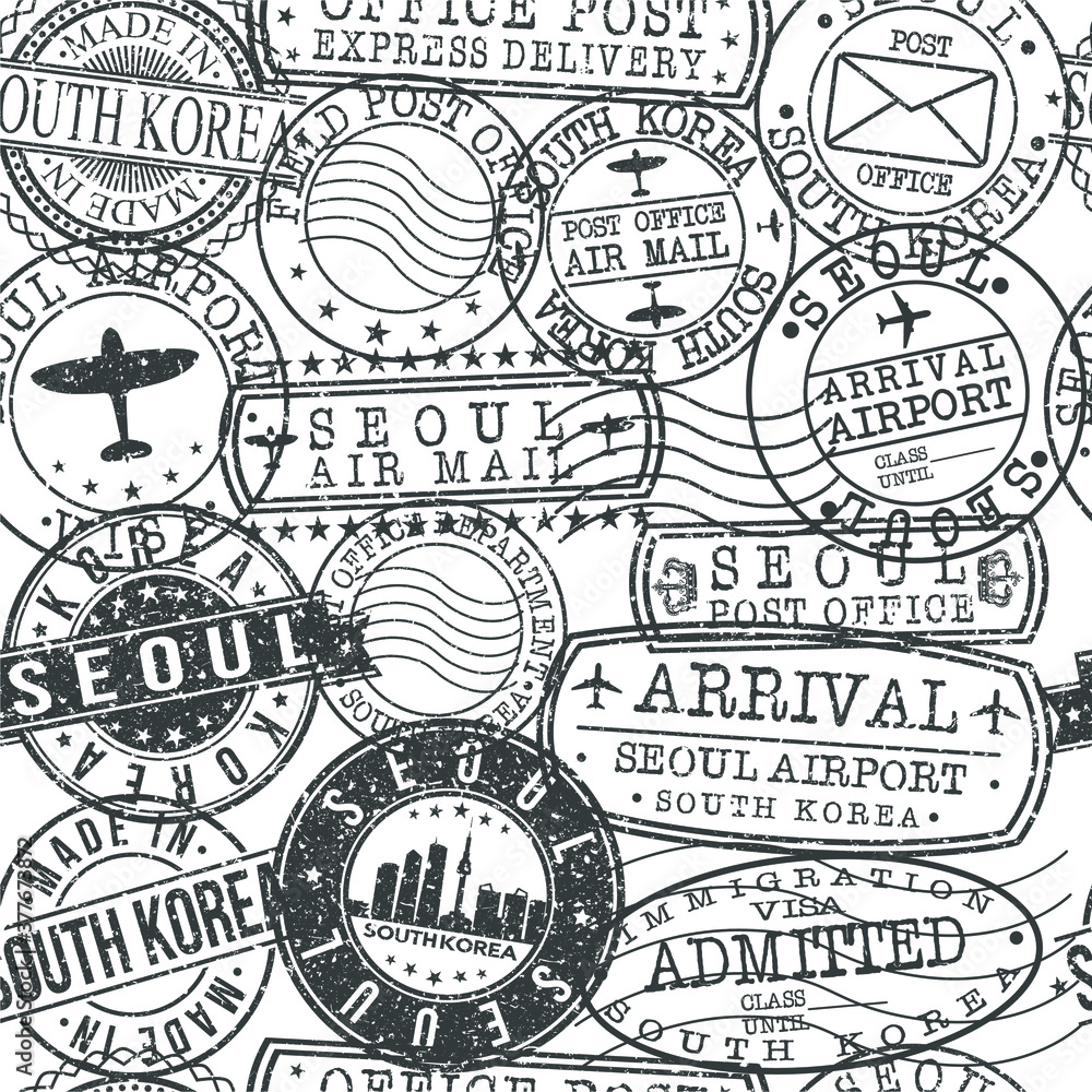 Seoul South Korea Stamps. City Stamp Vector Art. Postal Passport Travel ...