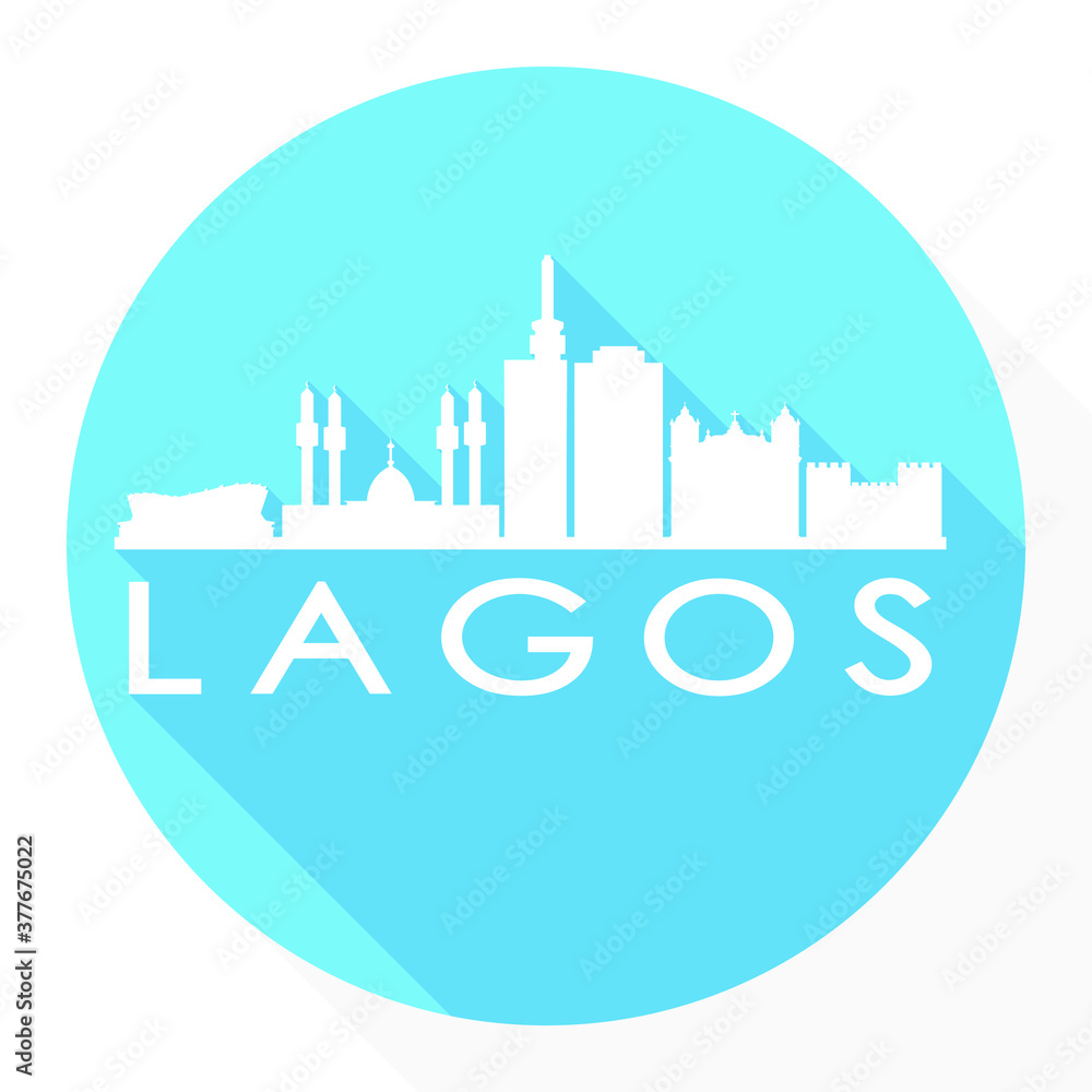 Lagos, Nigeria Flat Icon. Skyline Silhouette Design. City Vector Art ...
