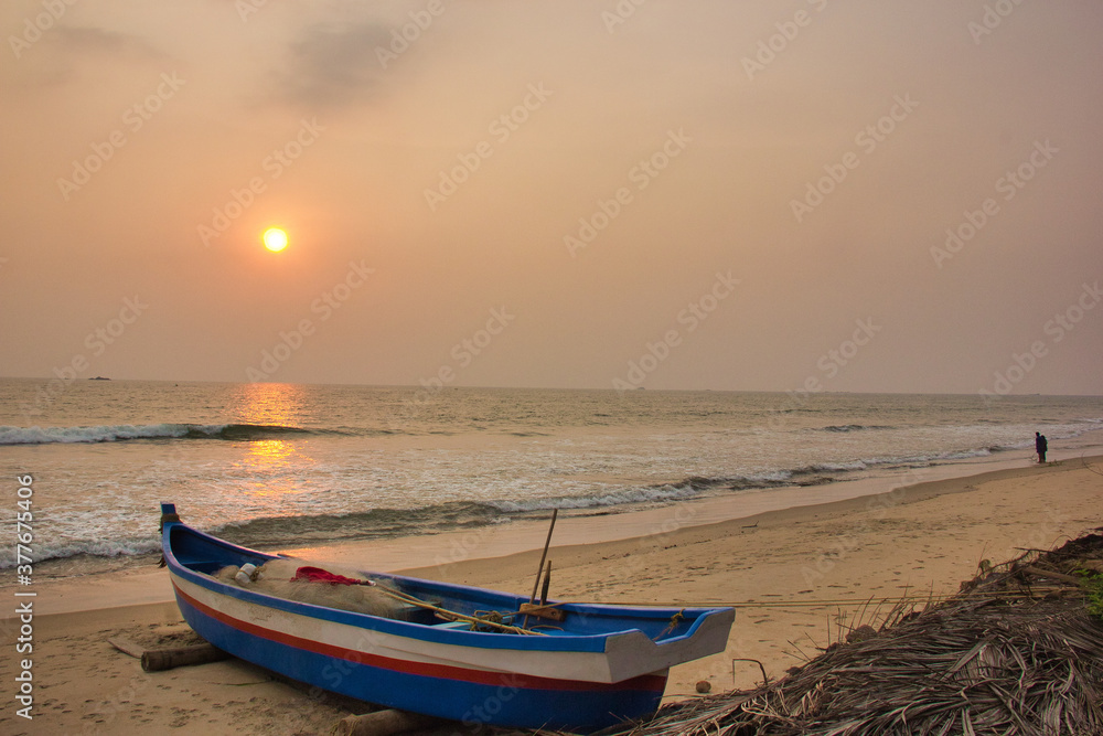 Malvan sea beach with boat, Maharashtra, India Stock Photo | Adobe Stock