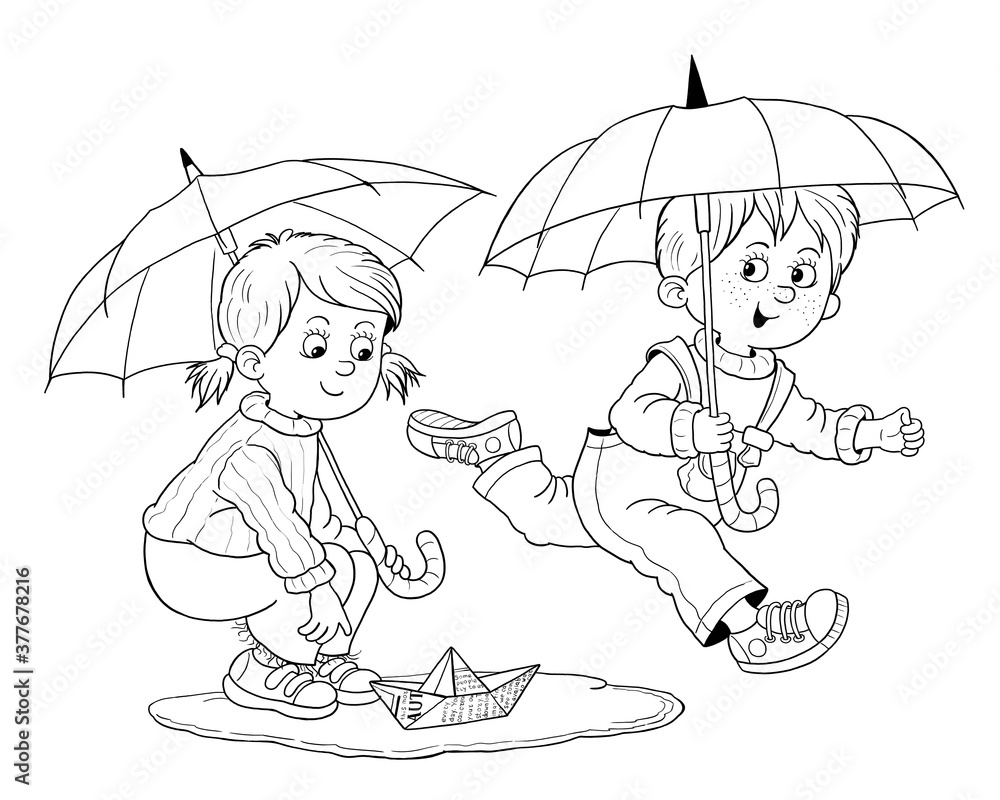 Autumn. Fall. Coloring page. Coloring book. Illustration for children ...