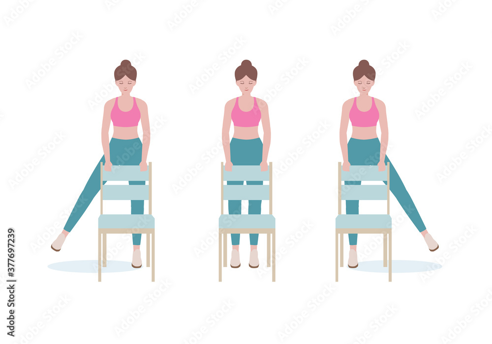 Woman doing exercises step by step. Exercises that can be done at-home ...